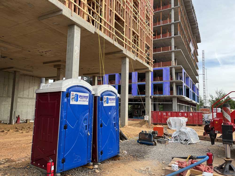 Portable Restroom Setup for a Construction Site - Patriot Pottys
